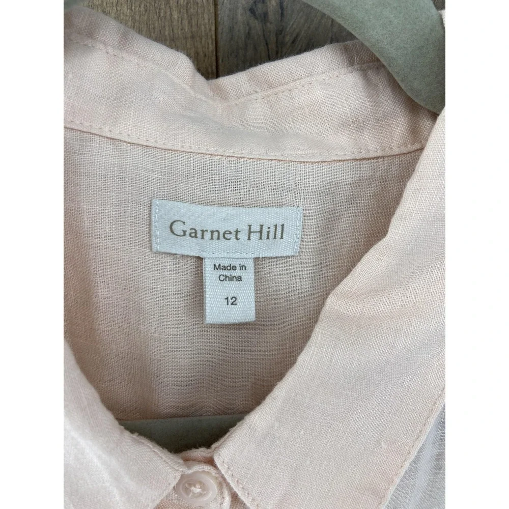 Garnet Hill | Tops | Garnet Hill Shirt Womens 2 Pink Linen Light Casual ...